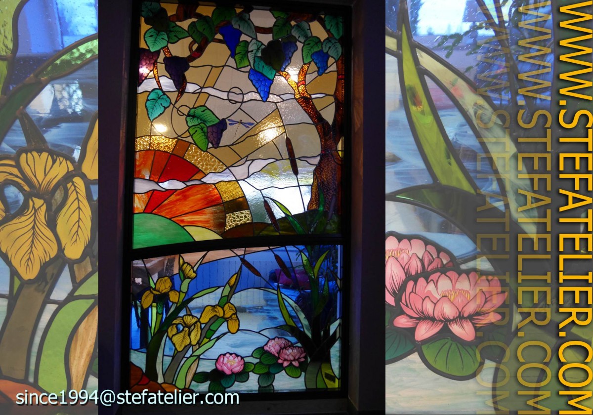 Vitrail entre salon et jardin d’hiver – Stef Atelier Vitraux d art