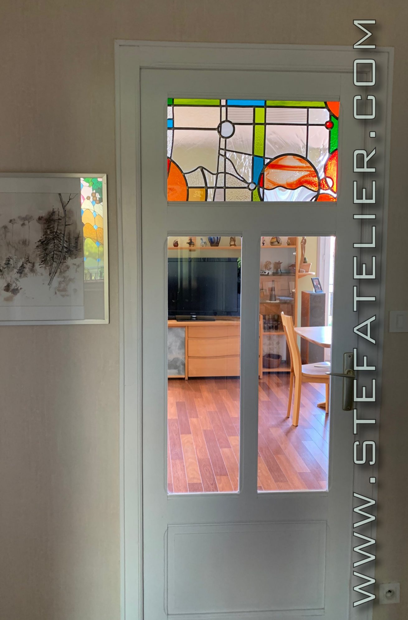 Imposte de porte et vitrail moderne – Stef Atelier Vitraux d art