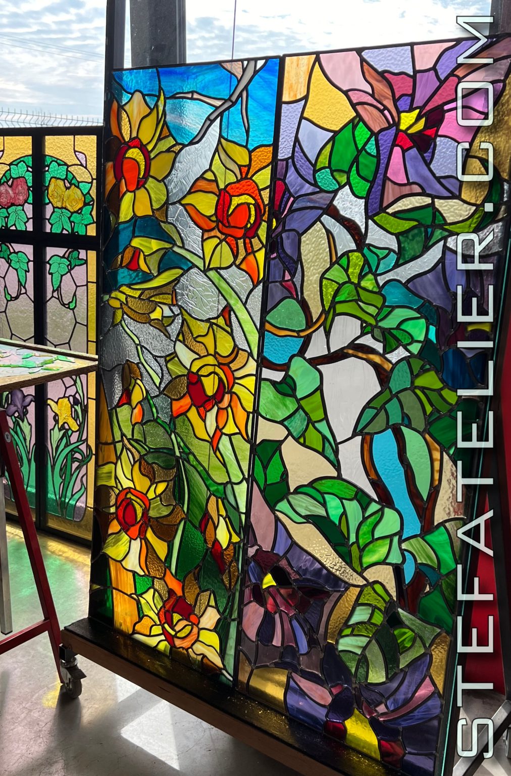 Vitrail Hommage à J Janin – Stef Atelier Vitraux d art